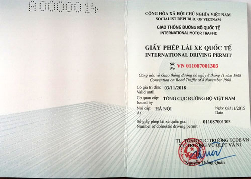 Vietnamese driving license driving permit
